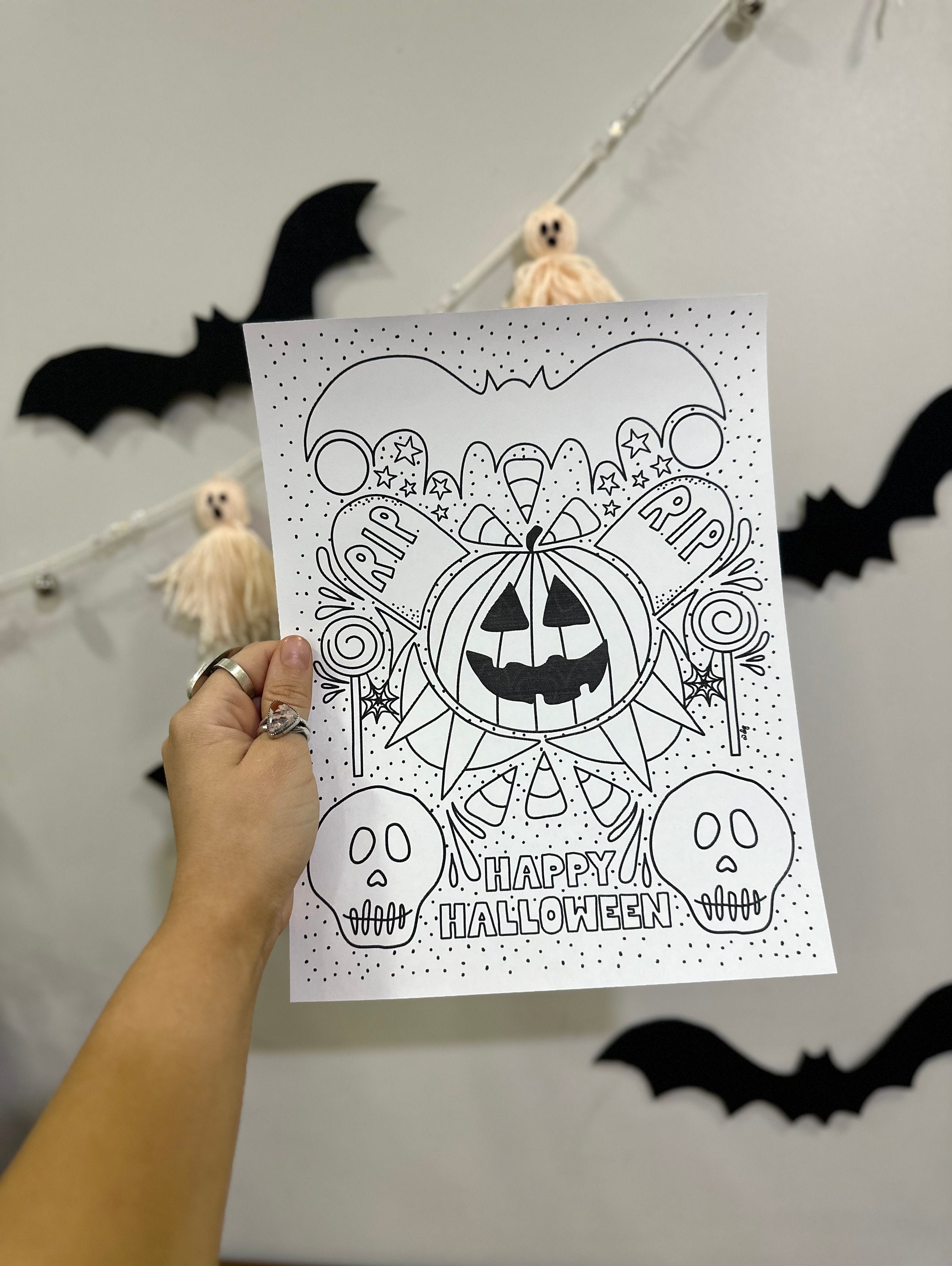 5 HALLOWEEN Coloring Pages - Etsy