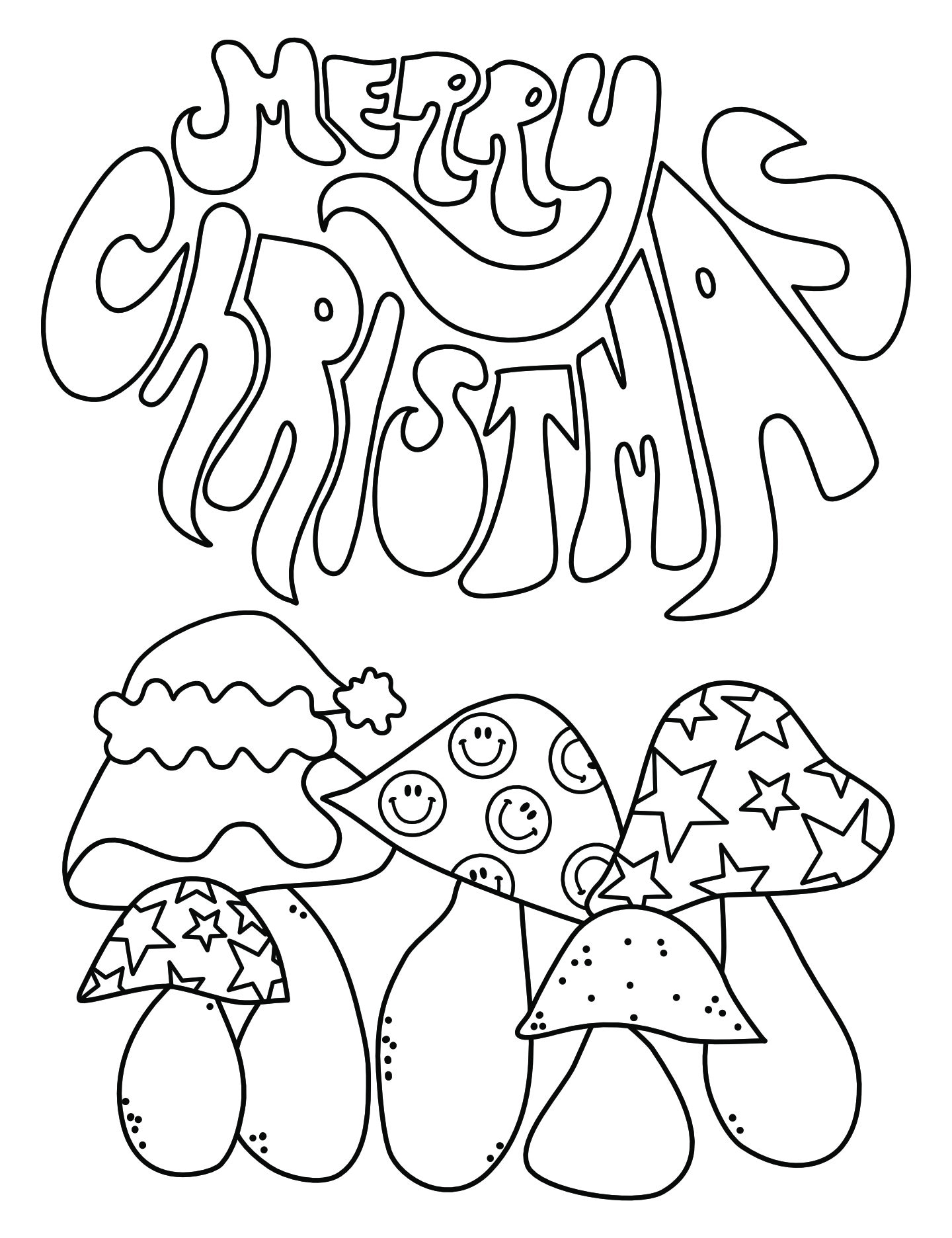 6 GROOVY Christmas Coloring Pages - Etsy