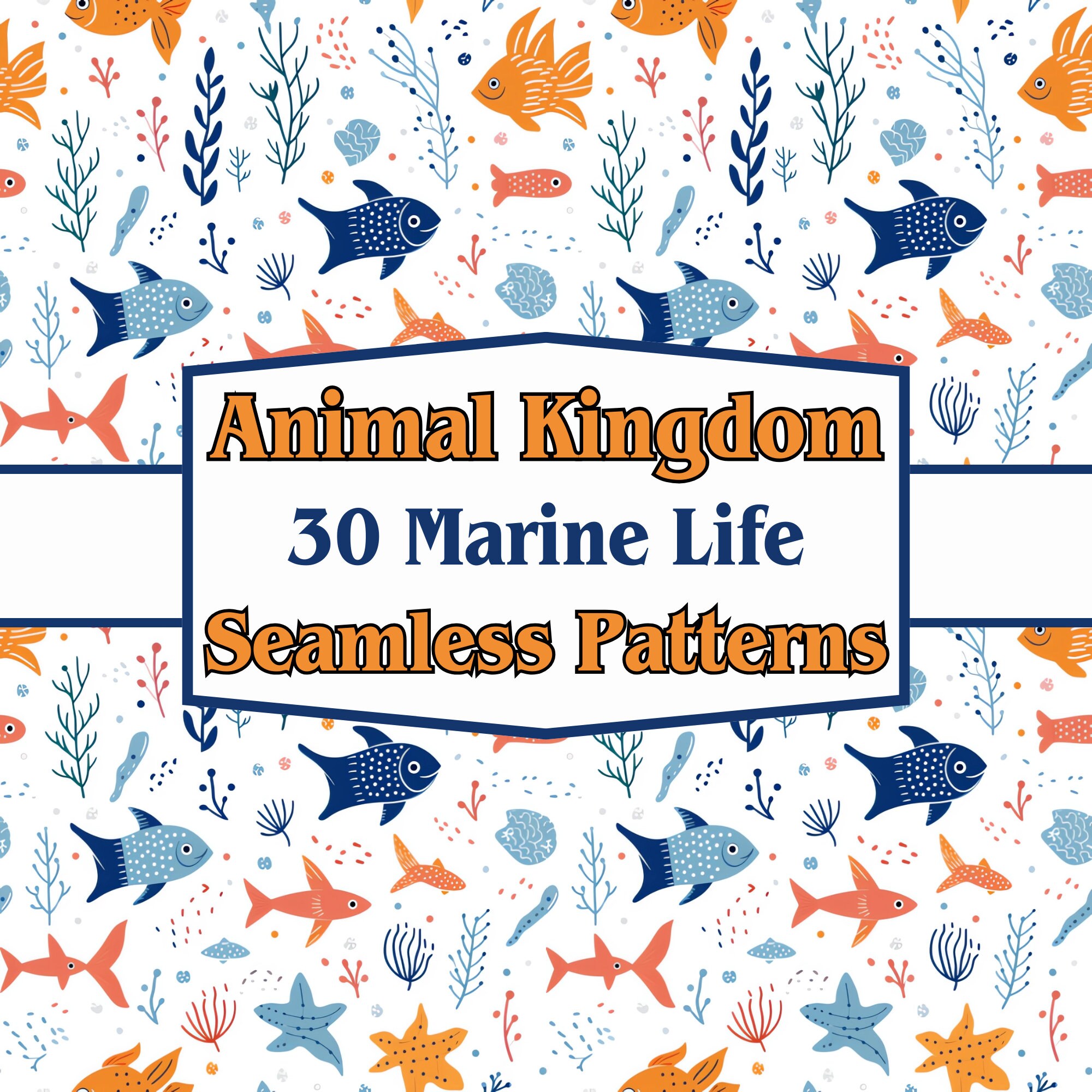 30 Animal Kingdom Seamless Patterns marine Life L Digital Papers L ...