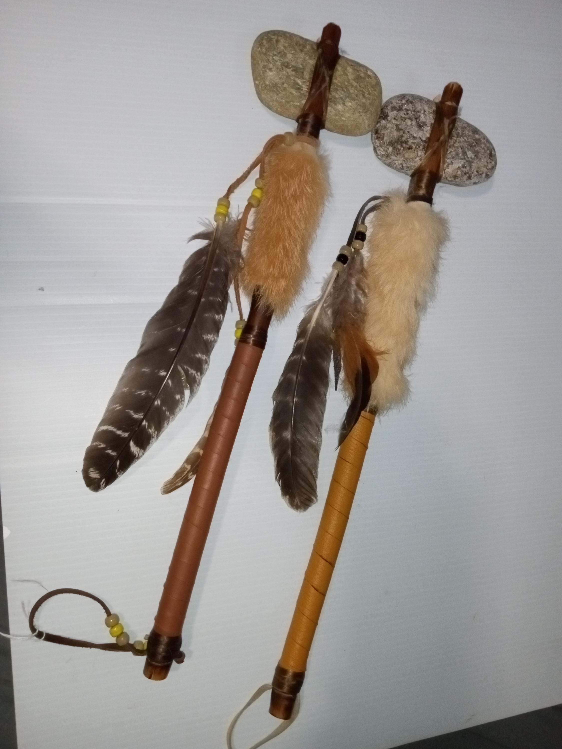 Decorative "2 Pcs Unit" Rivercane Handle Stone Tomahawks Wall Hanging ...