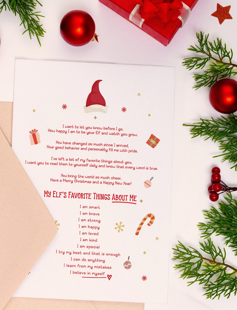 Goodbye Letter From Elf With Affirmations for Christmas - Etsy