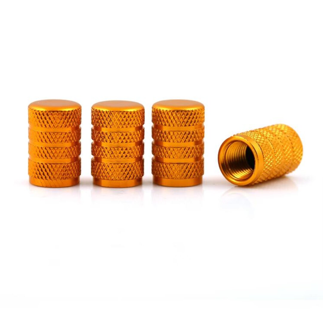 Tire Valve Stem Caps (4-pcs/pack) Premium Anodized Aluminum Corrosion-resistant Universal Fit ...