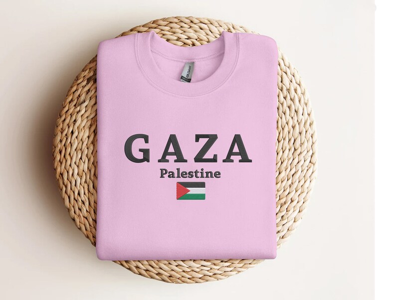 Palestine Embroidered Gaza Sweatshirt, Palestine Comfy Colors Crewneck ...