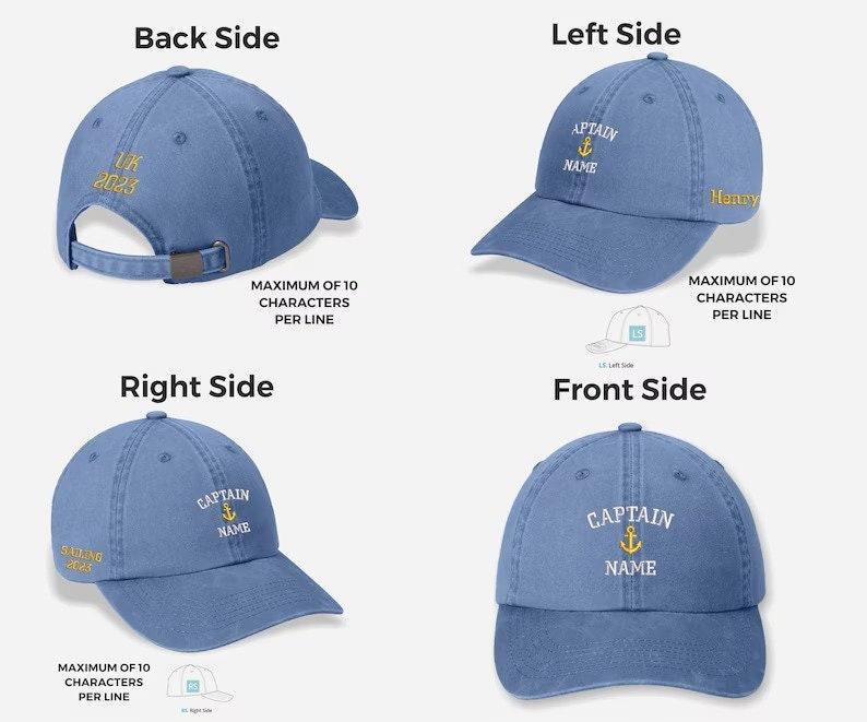 Custom Monograms Captain Cap, Embroidered Baseball Cap, Personalized ...