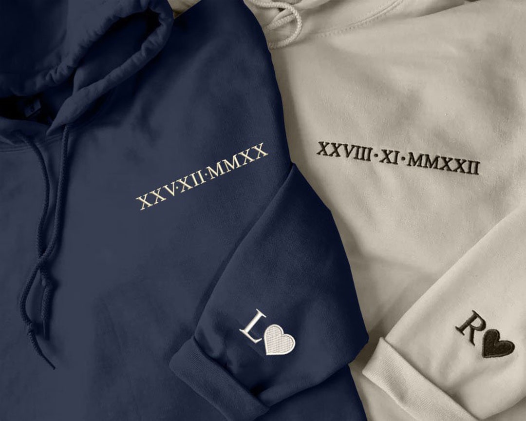 Couple Matching Hoodies, Custom Wedding Date Initial Matching Hoodie ...