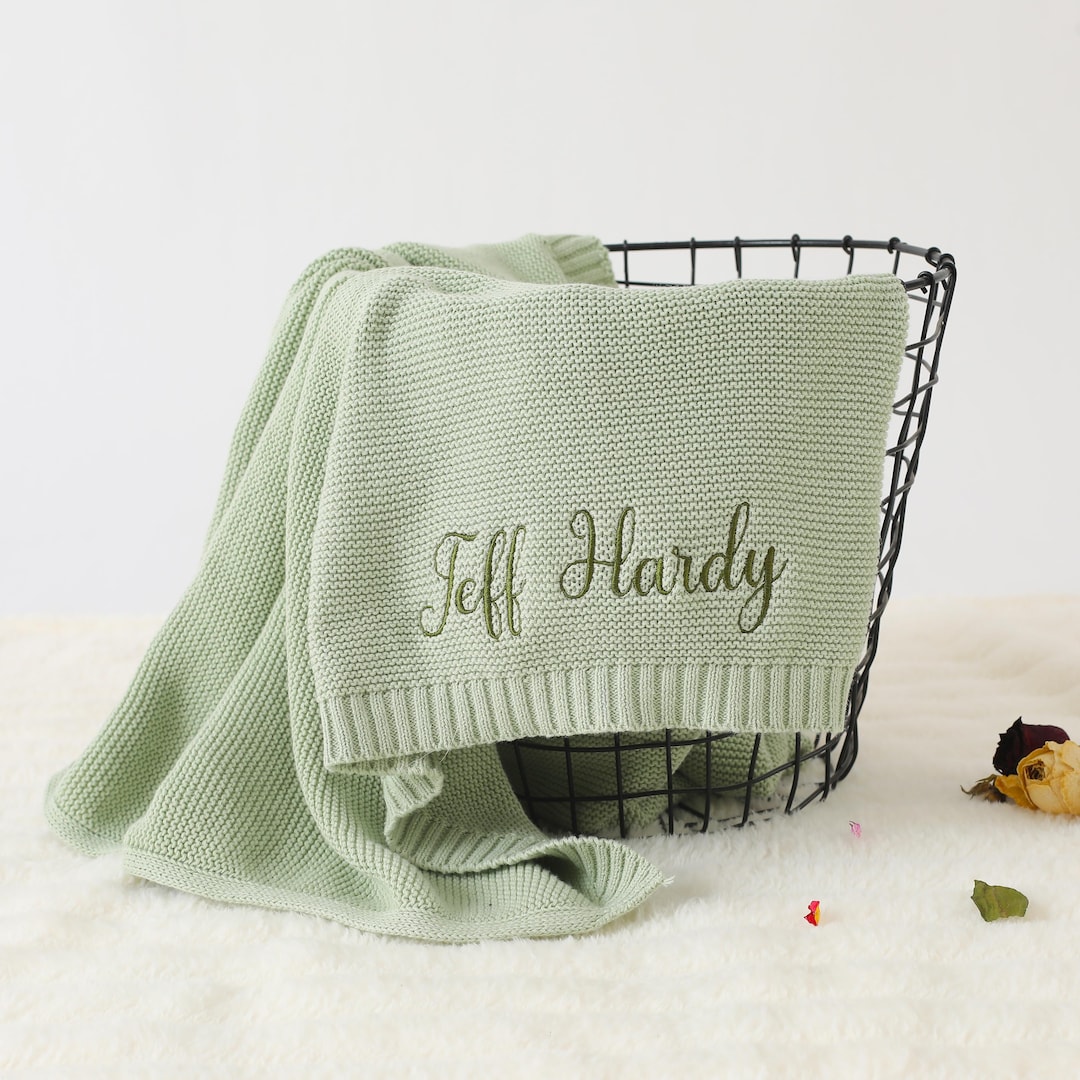Custom Monogrammed Baby Name Blanket, Personalized New Born Baby Name ...