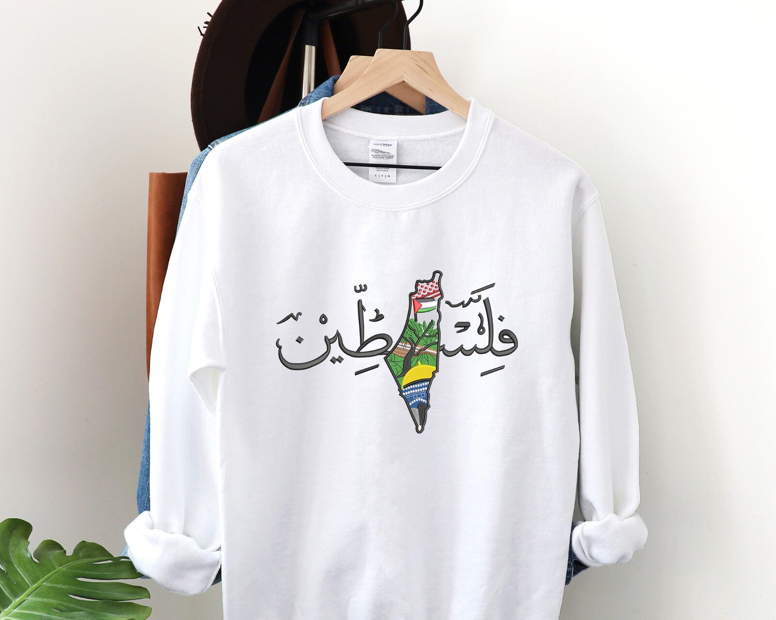 Palestine Keffiyeh Map Sweaters, Embroidered Arabic Calligraphy ...