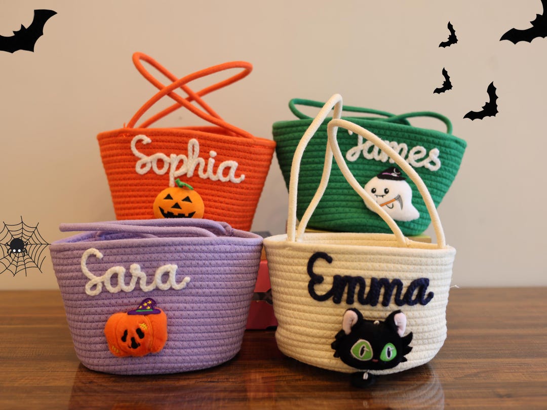 Custom Kids Halloween Treat Basket, Personalized Trick or Treat ...