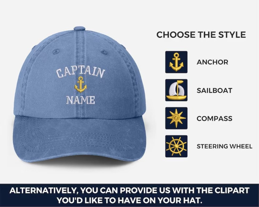 Custom Monograms Captain Cap, Embroidered Baseball Cap, Personalized ...