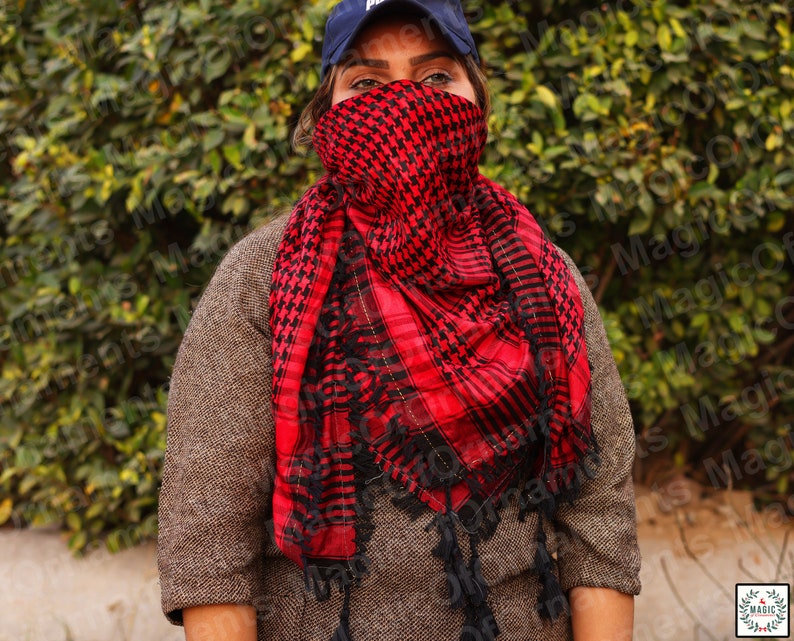 Traditional Palestine Keffiyeh Scarf, Unique Arafat Hatta Shemagh, Wide ...