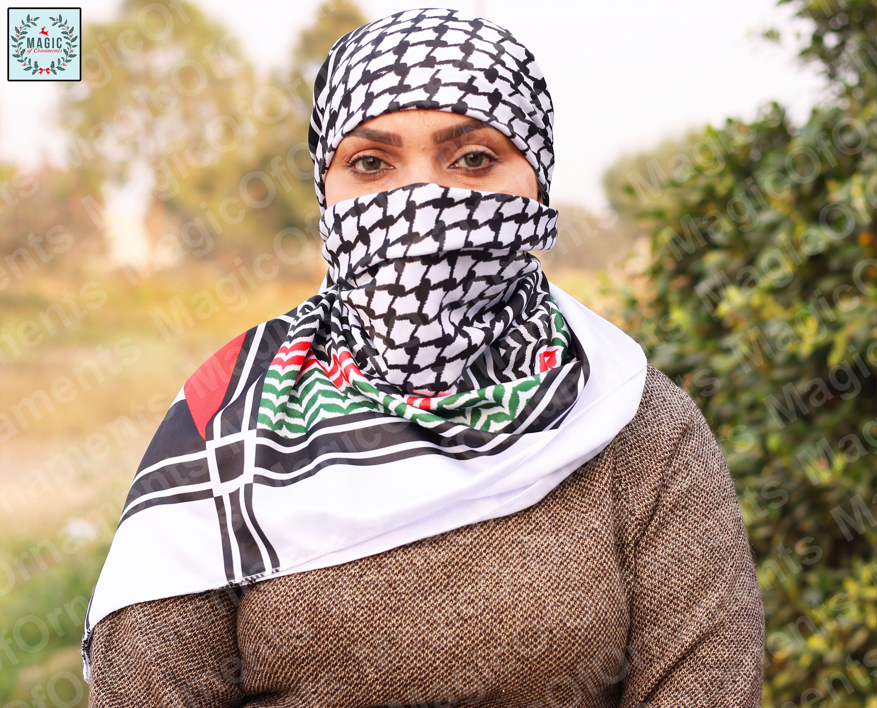 Palestine Flag Keffiyeh Shemagh, Traditional Arab Style Head Scarf ...