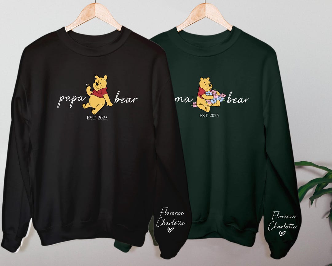 Custom Winnie the Pooh Mama Papa Bear Shirt, Personalized Papa Kids ...