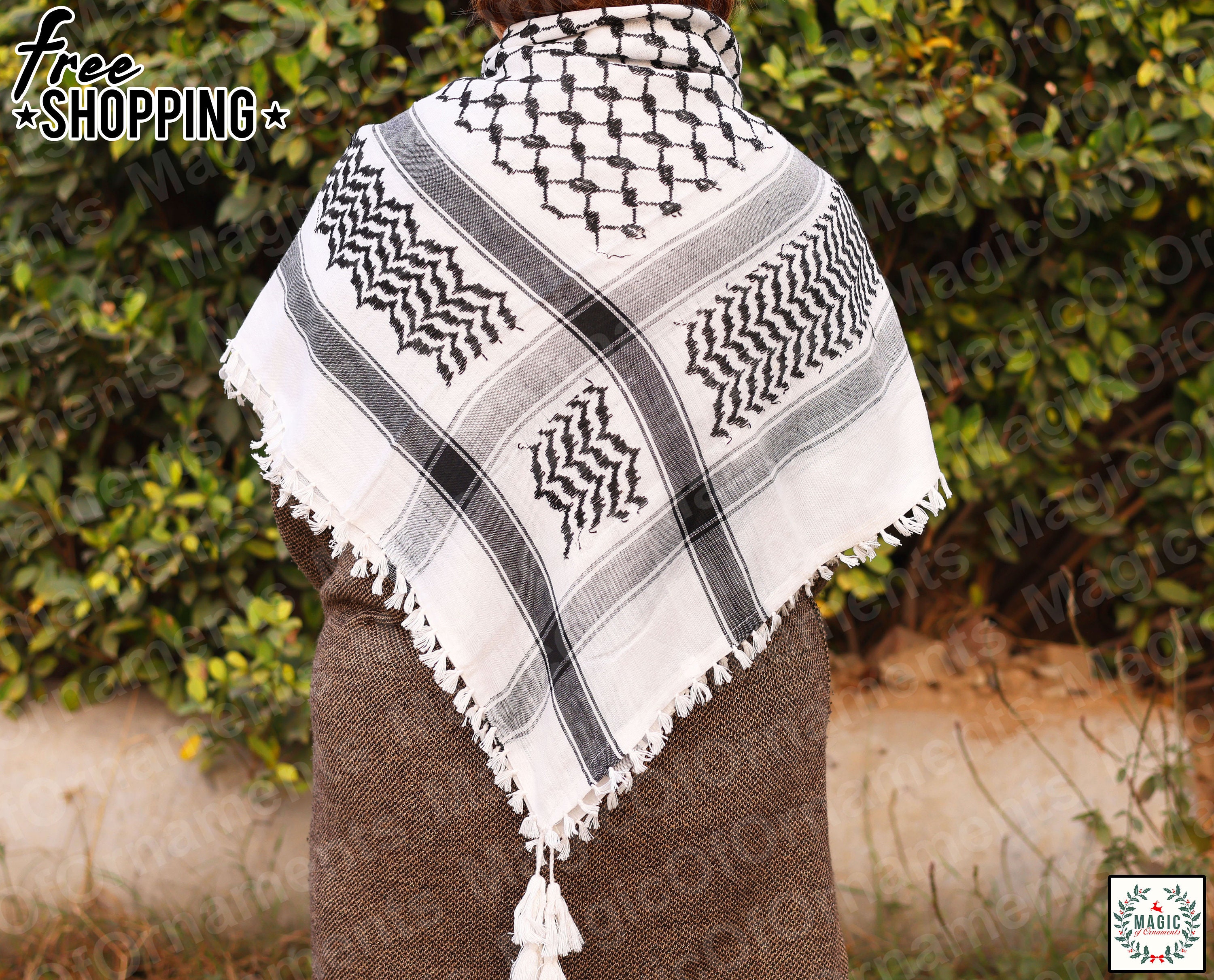 Arab Style Palestine Shemagh, Traditional Keffiyeh Cotton Scarf, Unique ...