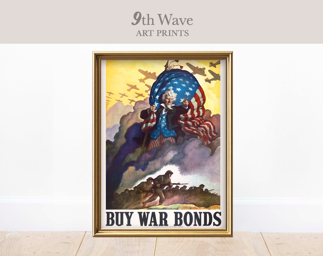WW2 Poster, Buy Bonds Print, Vintage Ad Instant Download Wall Decor ...