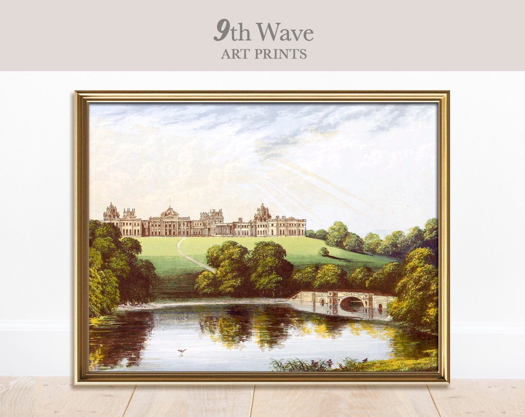 Antique English Manor Painting | Vintage Blenheim Palace Print ...