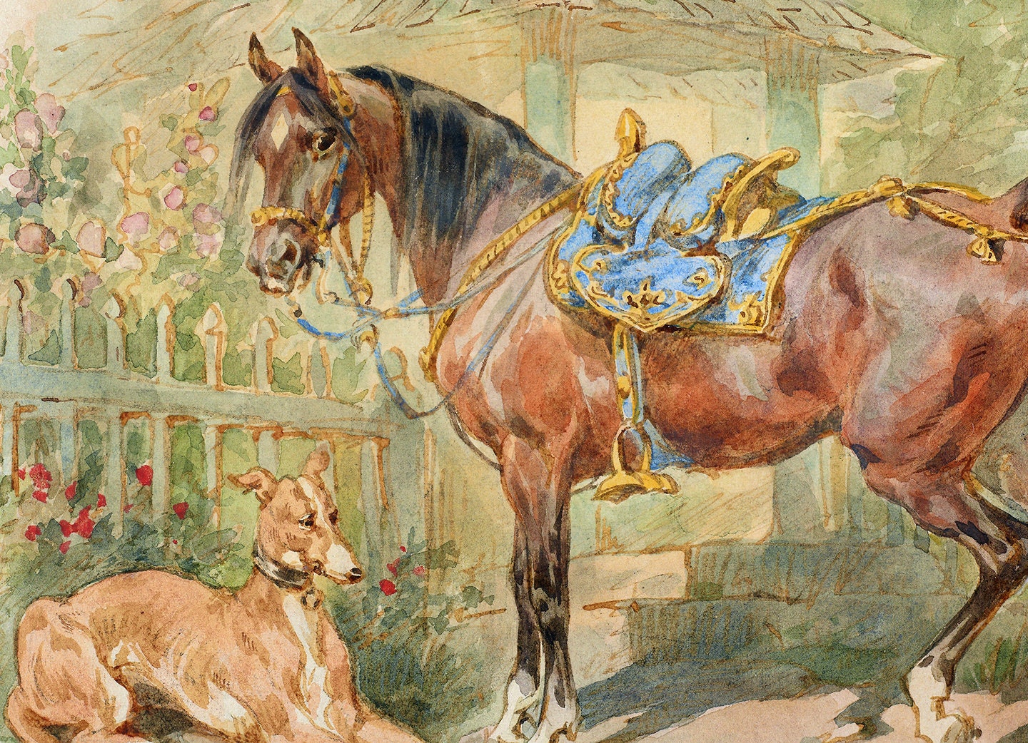 Antique Horse and Hound Printable | Fairy Tale Vintage Animal Print ...