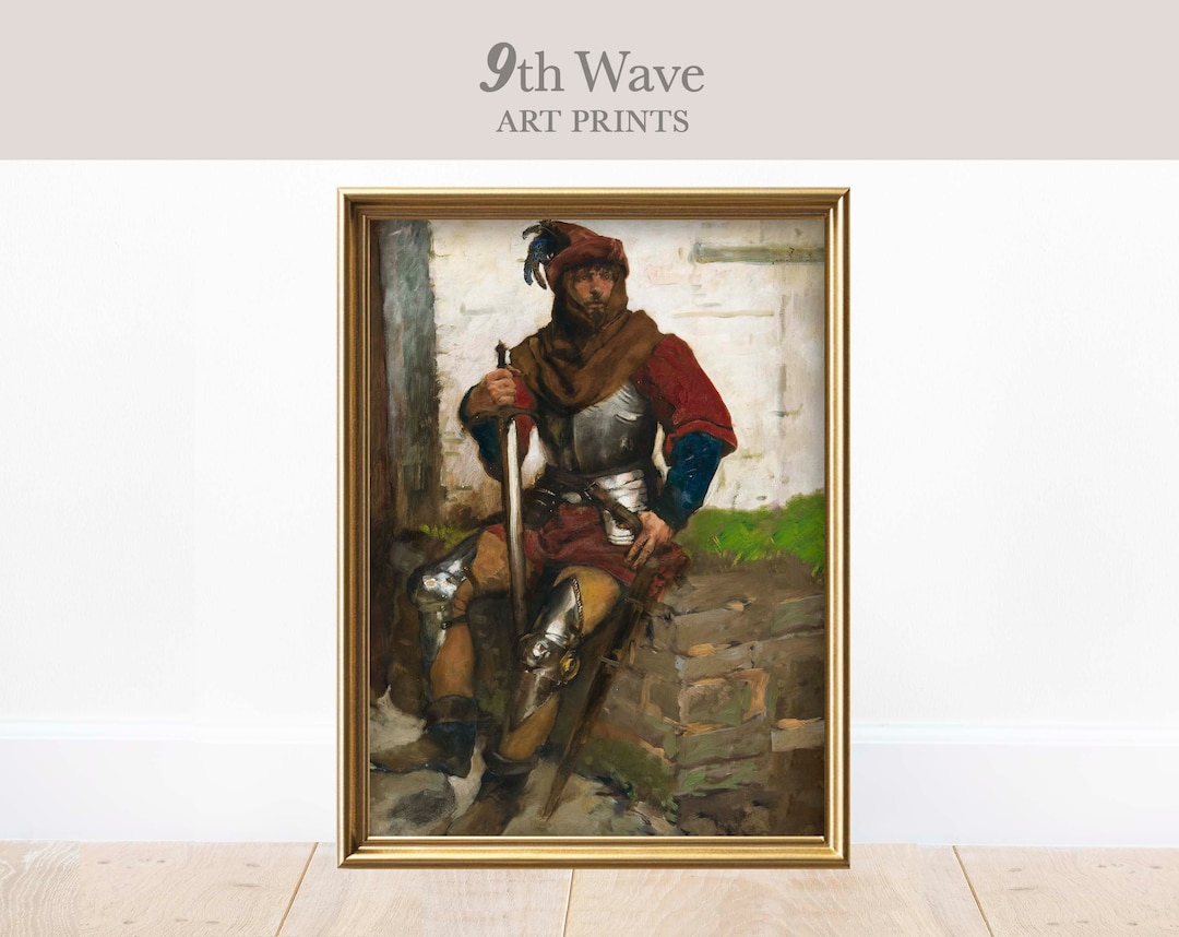 Antique Medieval Knight Print, Vintage Portrait Print, Instant Download ...