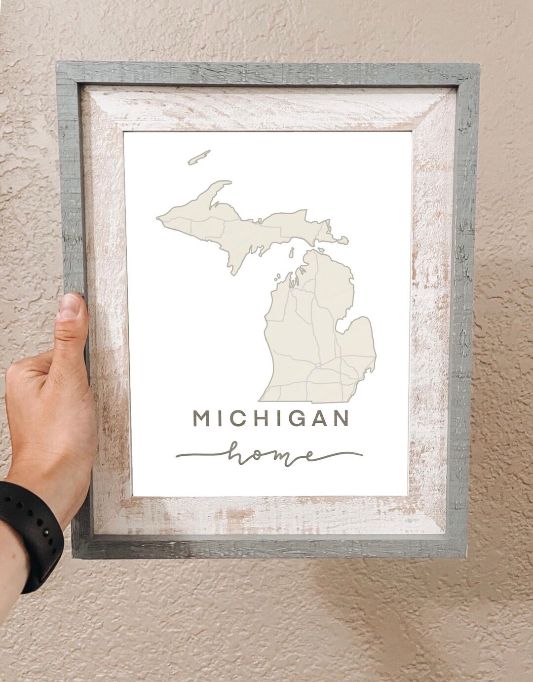 MICHIGAN MAP ART, Boho Wall Decor, Digital Download - Etsy