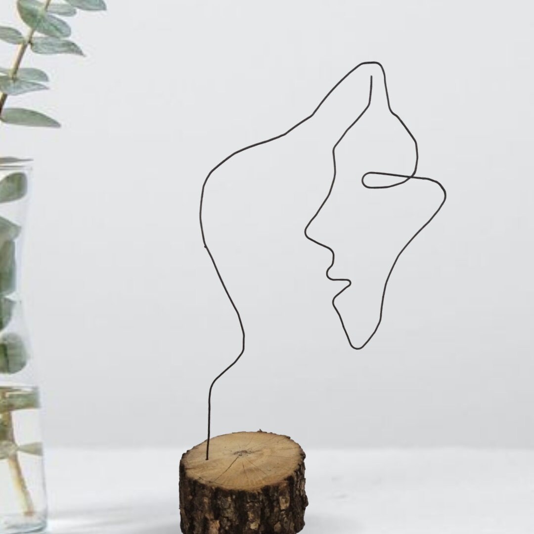 Abstract Style Woman Face Wire Sculpture, Wire Art, Home Decor, Desk ...