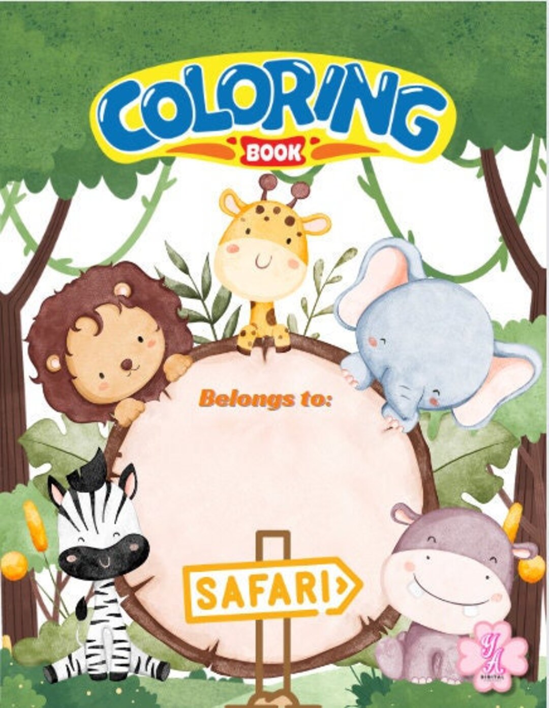 Printable Coloring Book for Children - (safari Animals) - Etsy