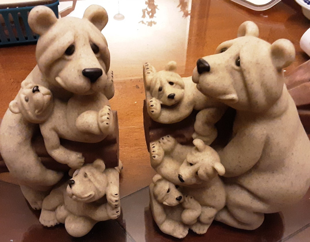 Retired Rare Find Quarry Critters Bear and Babies Bookends - Etsy