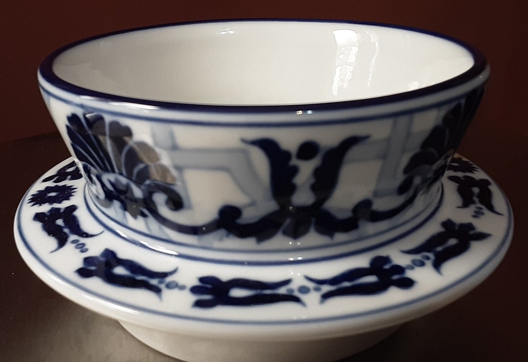 BOMBAY Blue and White Porcelain Dish Bowl - Etsy