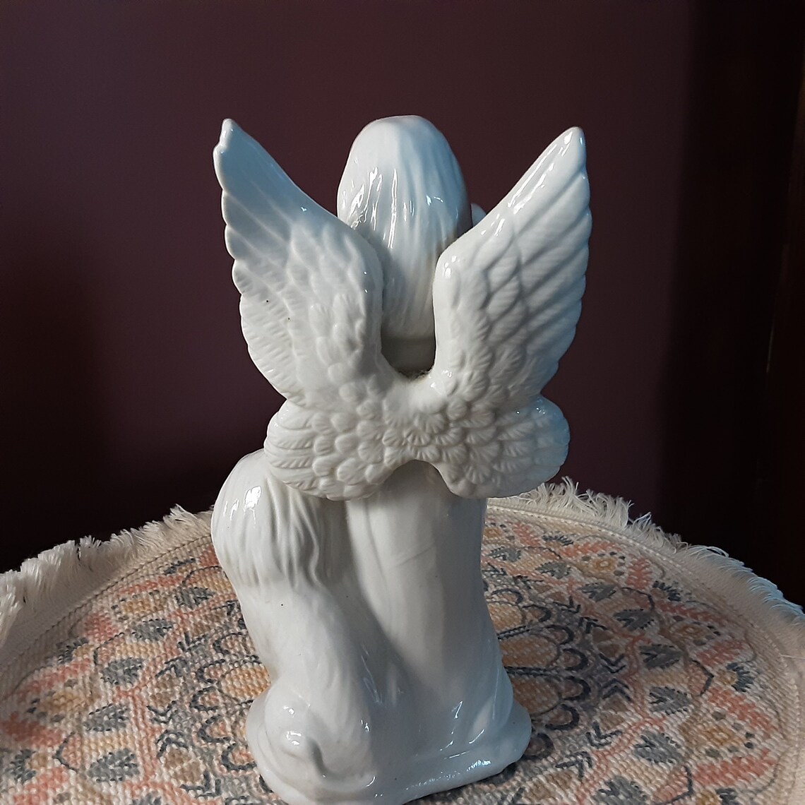 White Porcelain Angel Statue ,angel With Lamb and Lion - Etsy