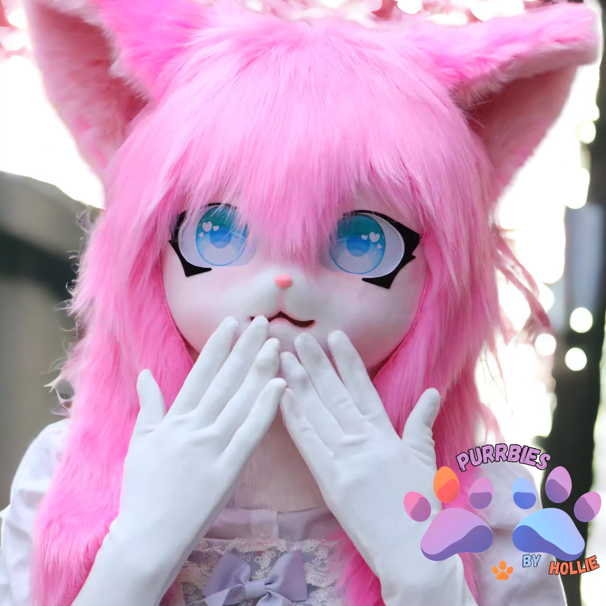 Handmade Fursuit Head: Pink Furry Head for Girls Anime Kawaii - Etsy