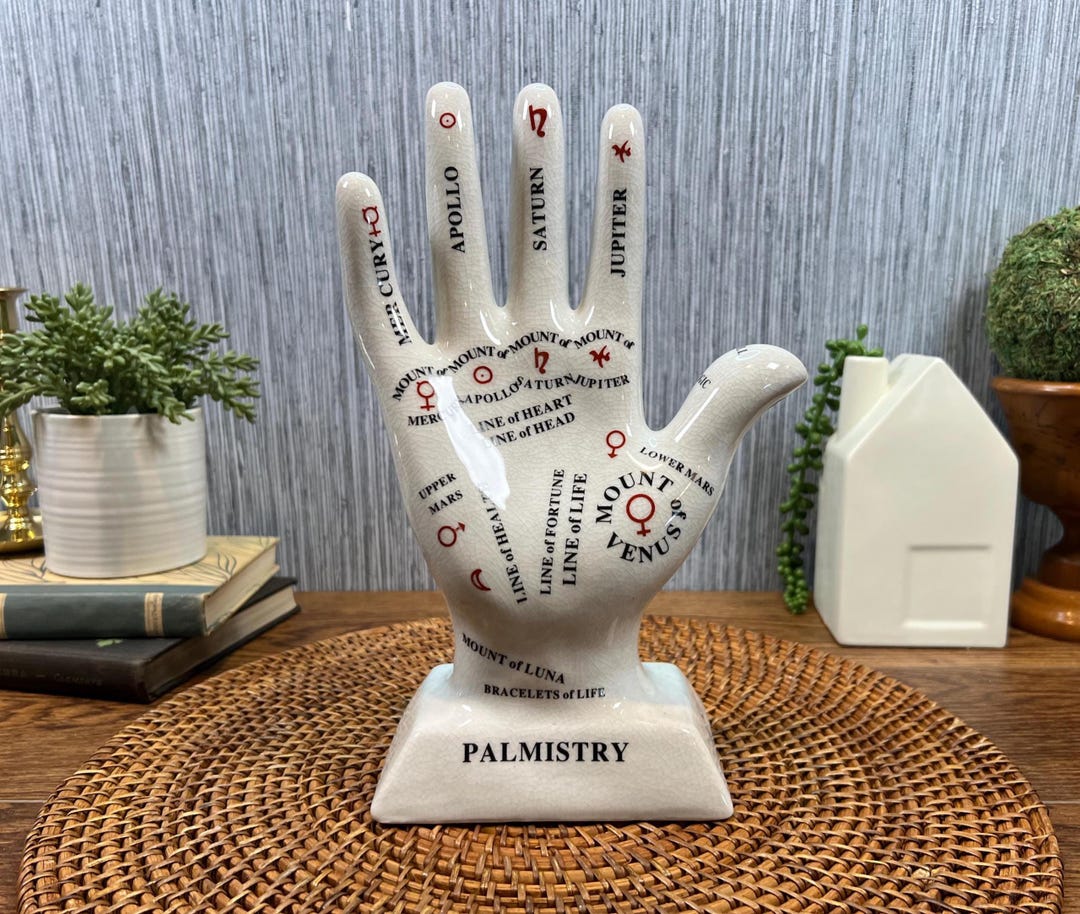Palmistry Hand Sculpture - Ceramic Fortune Telling Decor - 11 Inch - Etsy