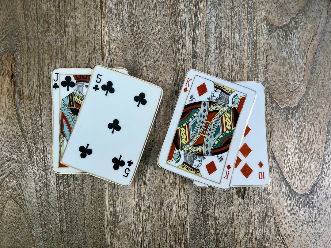 Vintage Playing Card Plates Pair - Etsy
