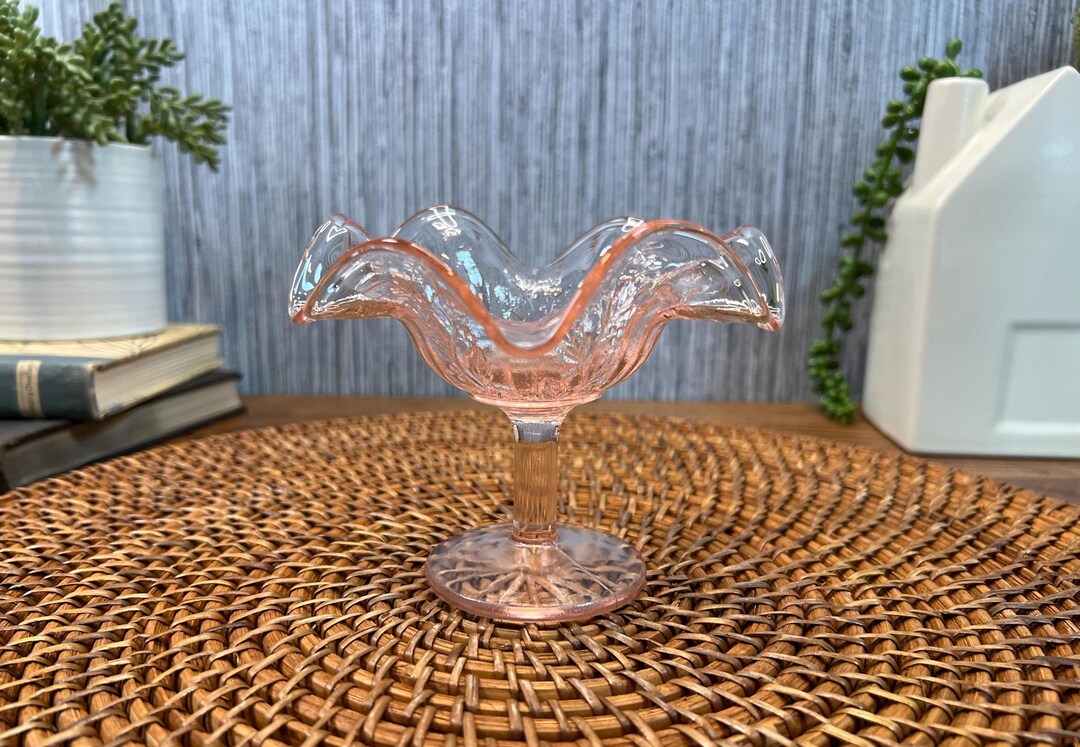 Vintage Pink Depression Glass Compote (c.1930s) - Etsy