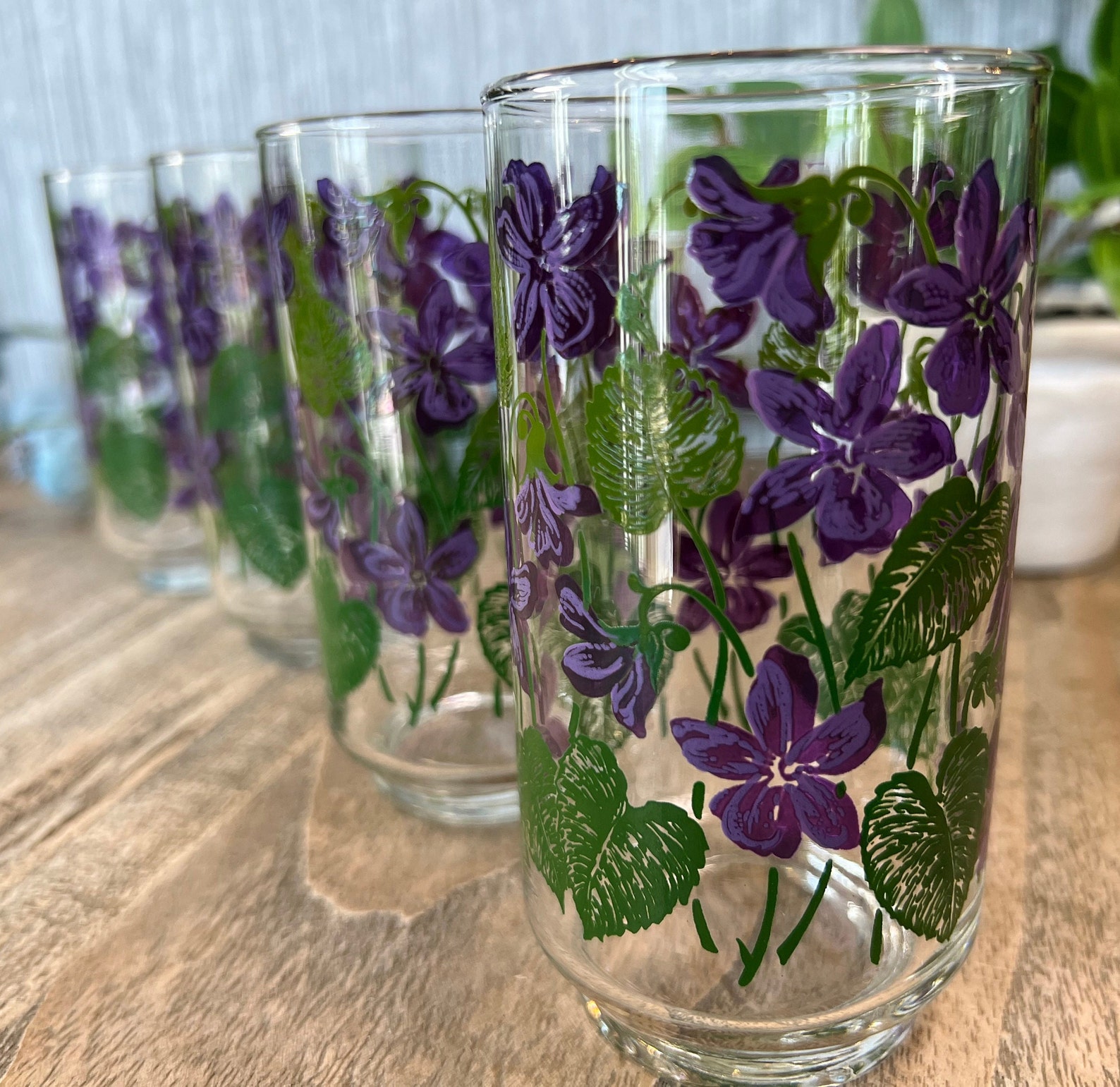 Libbey Violet Glass Tumblers Set of 4 - Etsy