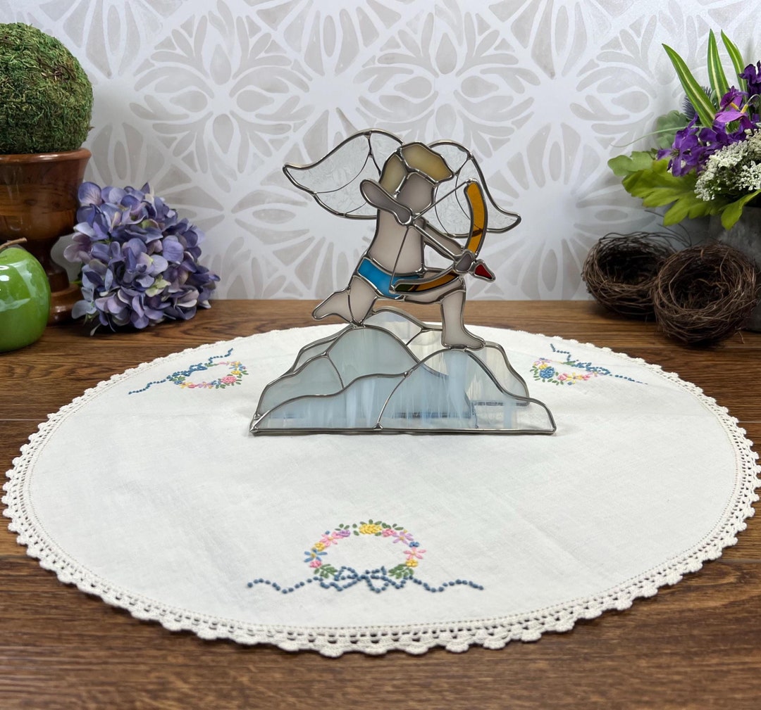 Lovely Vintage Stained Glass Cupid Figurine - Etsy