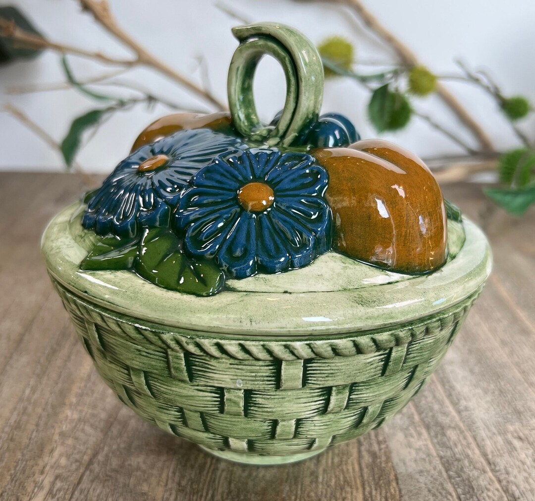 Retro Fruit Jar Basket With Lid Farmhouse Chic - Etsy