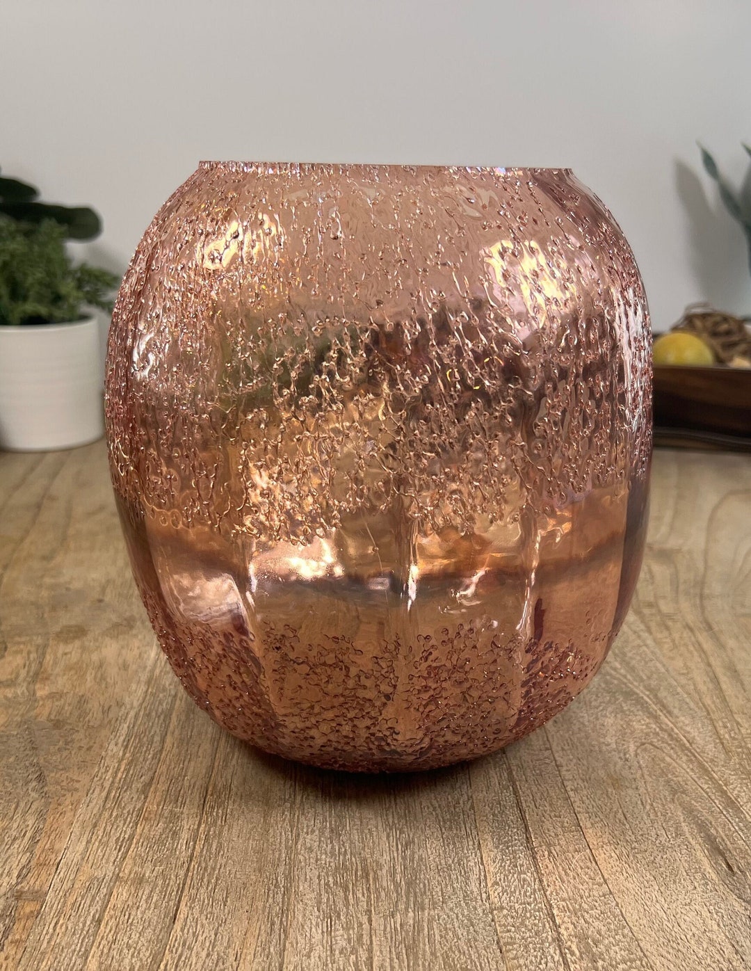 Metallic Rose Gold & Silver Glass Vase - 8" - Etsy