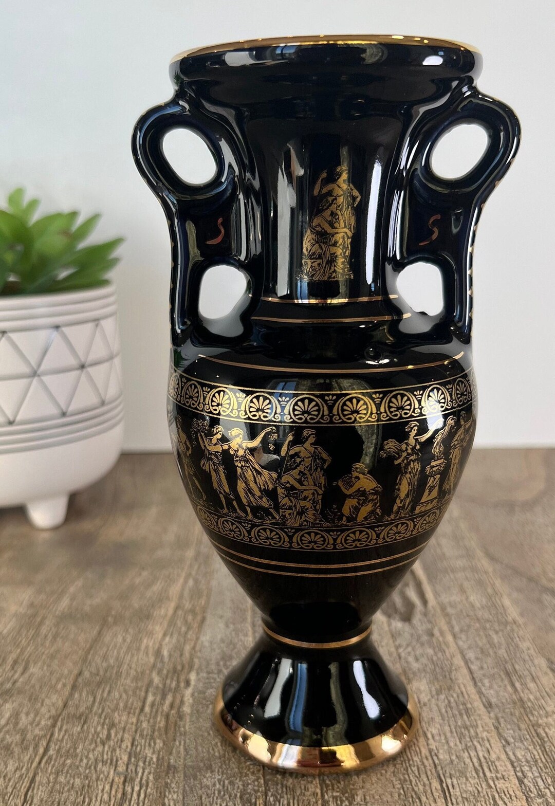 Hand-painted Greek Vase With 24K Gold Accents - Etsy