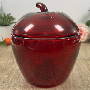 1970s Vintage Red Apple Glass Jar - Etsy