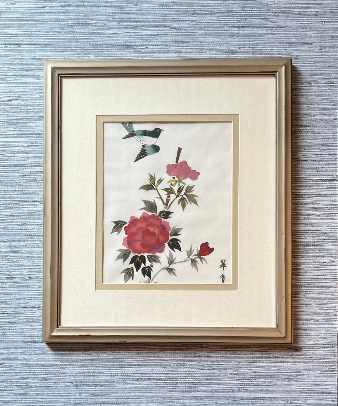 Vintage Framed Japanese Silk Flower Art - Etsy