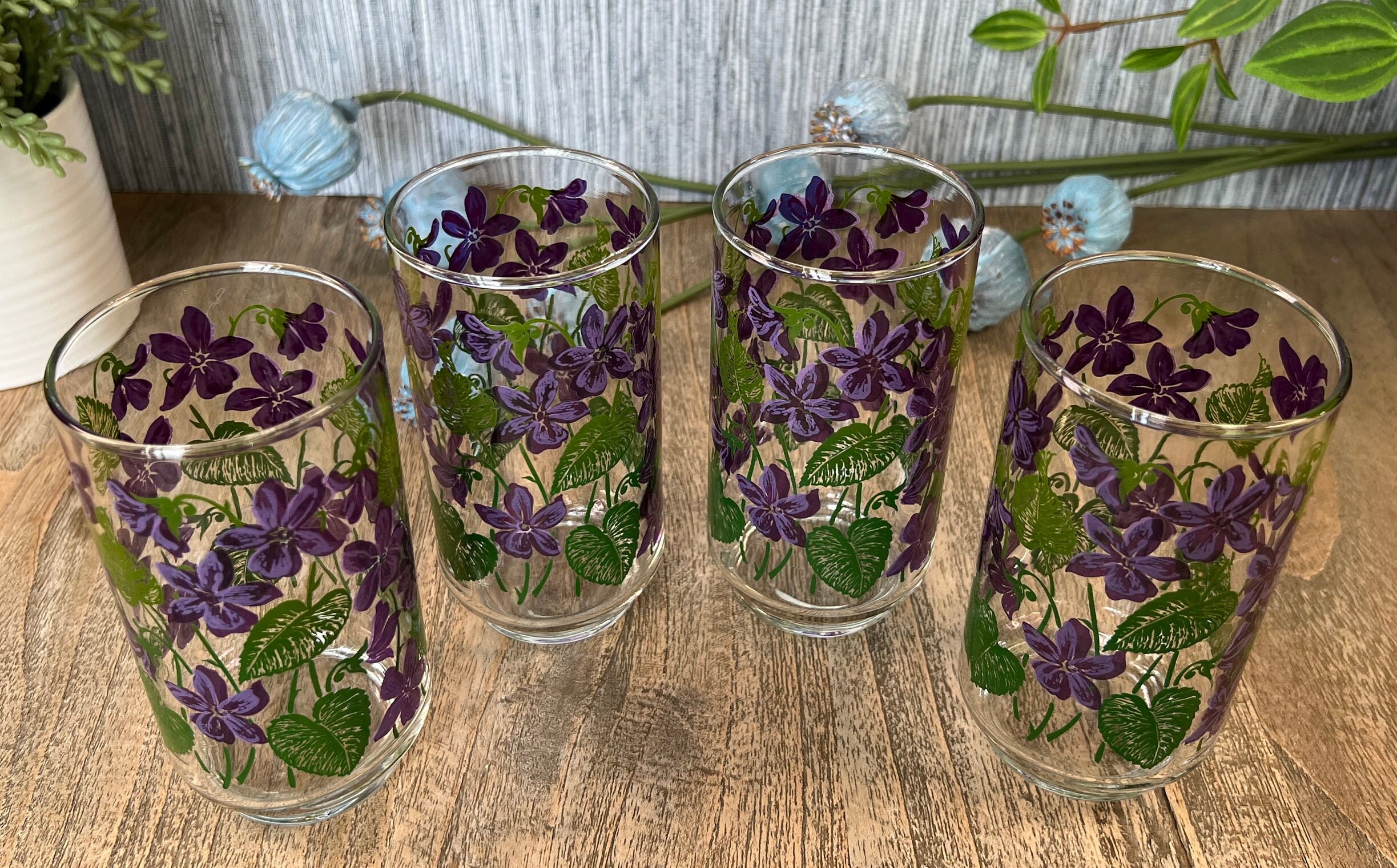 Libbey Violet Glass Tumblers Set of 4 - Etsy