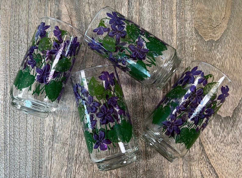 Libbey Violet Glass Tumblers Set of 4 - Etsy