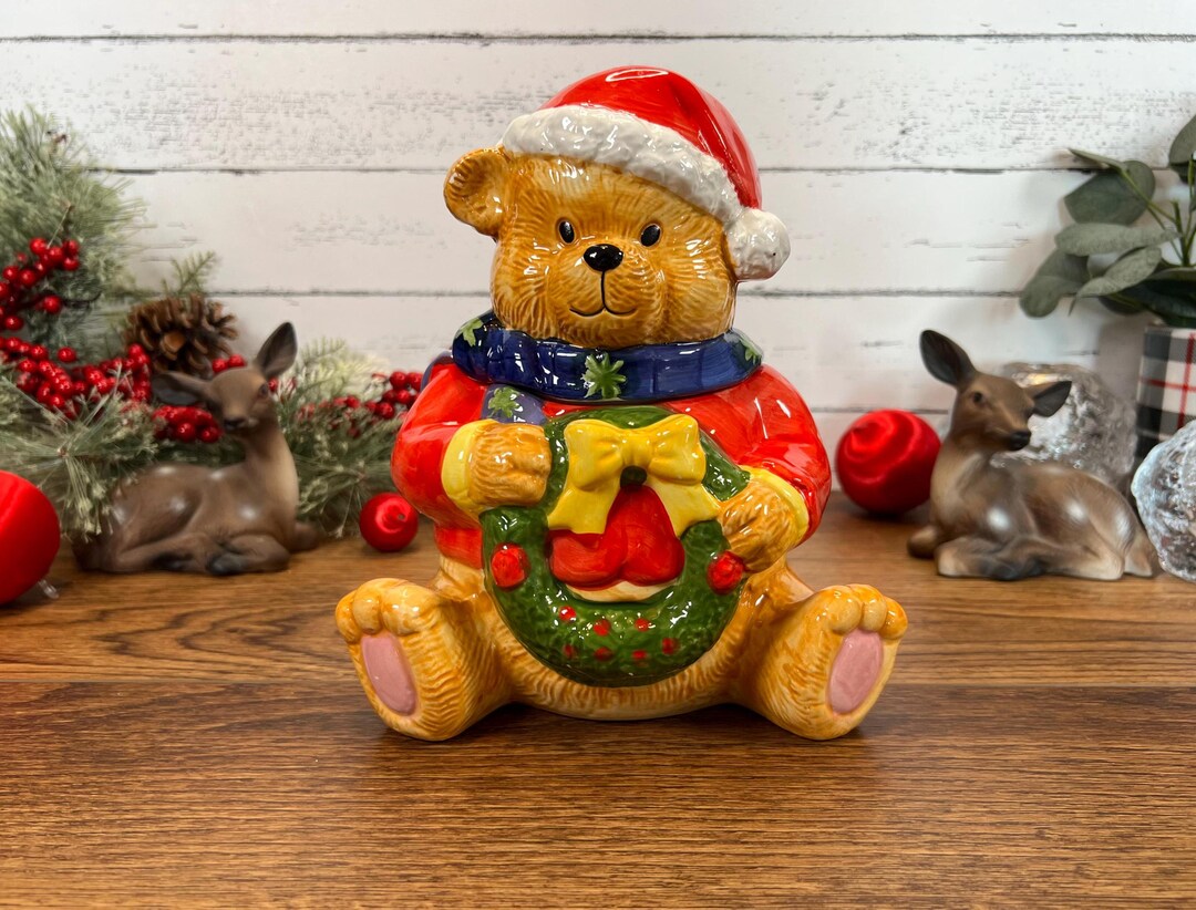Charming Gibson Christmas Teddy Bear Cookie Jar - Festive Holiday Decor ...