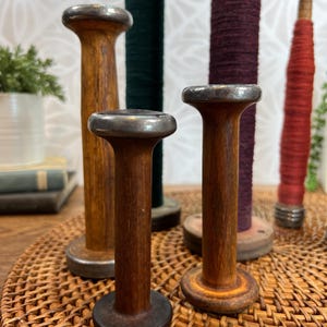 Vintage Wooden Thread Spools - 2 Sets - Unique Colors and Industrial ...