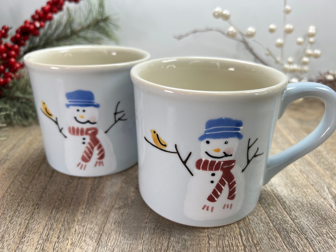 Charming Snowman Coffee Mugs Pair - Etsy