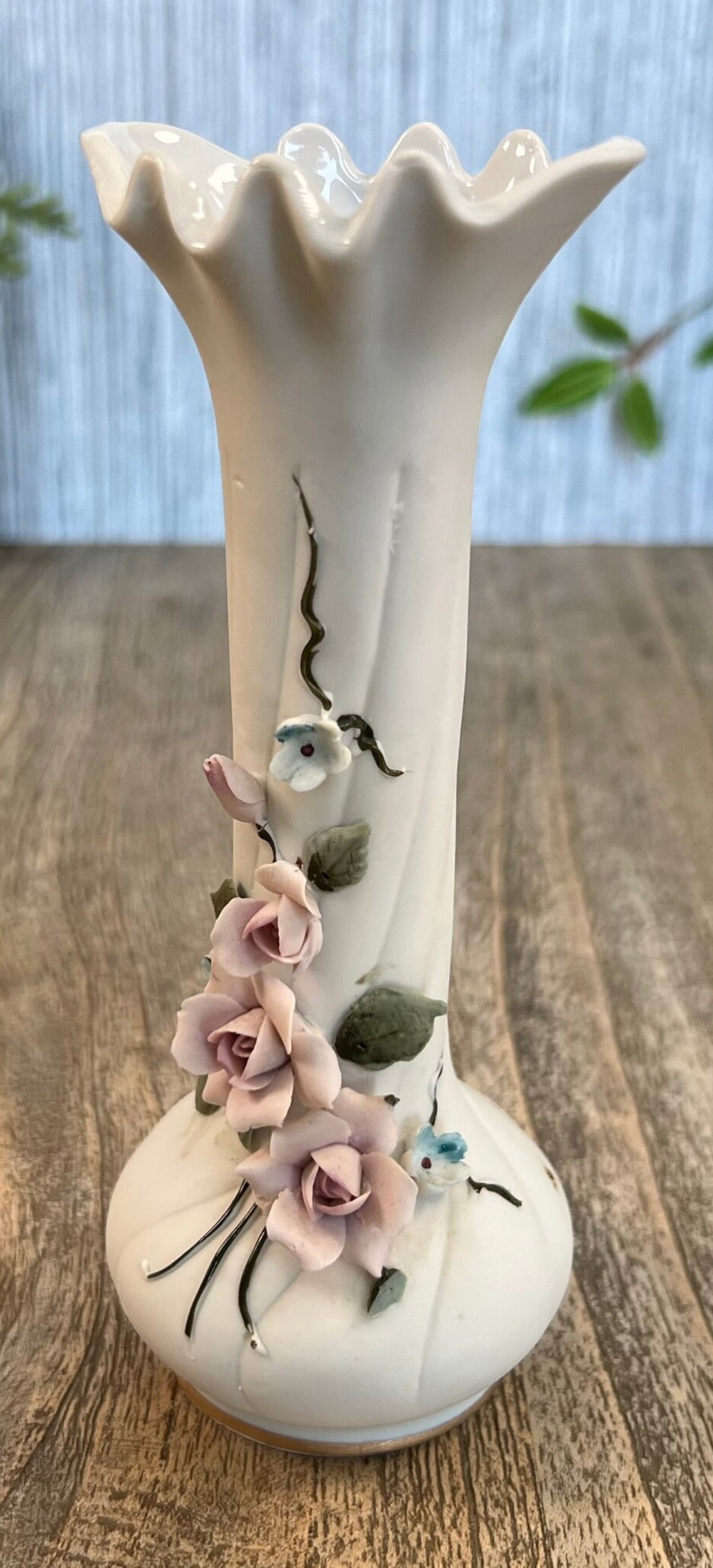 Vintage Lefton Porcelain Bud Vase and Petite Planter - Delicate Floral ...