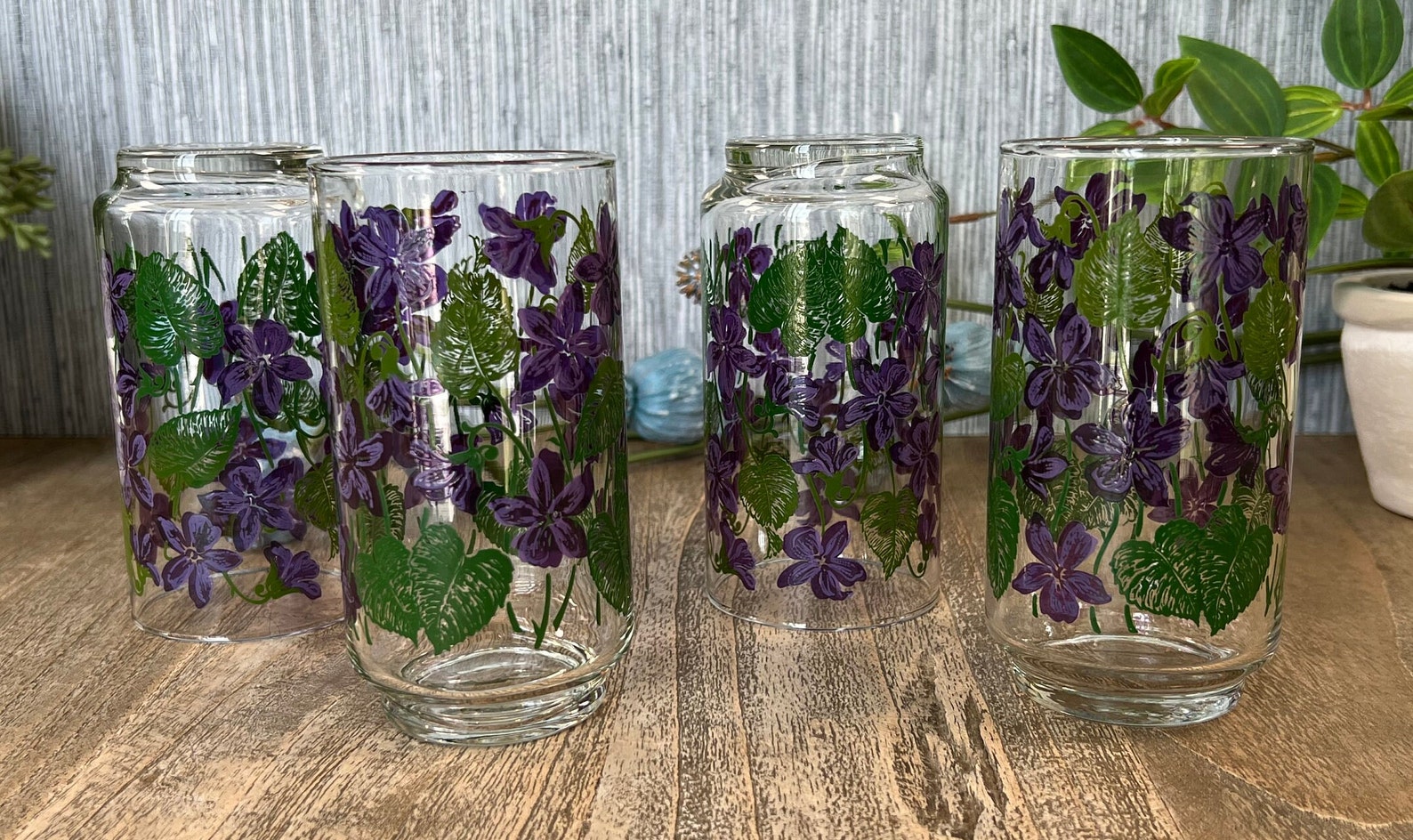 Libbey Violet Glass Tumblers Set of 4 - Etsy