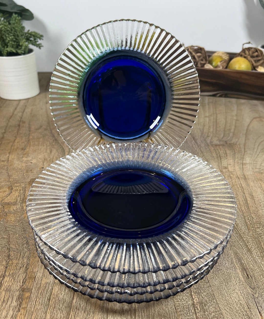 Cobalt Blue Glass Plates Set of 5 - Etsy
