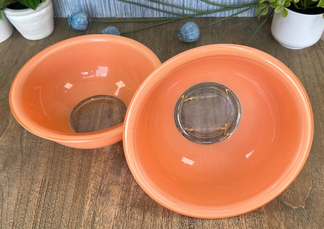 Peach Pyrex Clear Bottom Bowls - Pair - Etsy