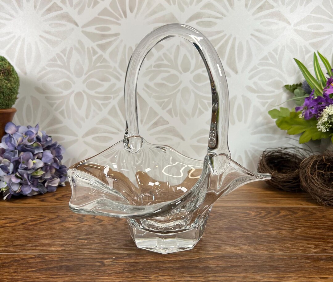 Vintage Viking Glass Christina Clear Basket - 10 Inch - Etsy