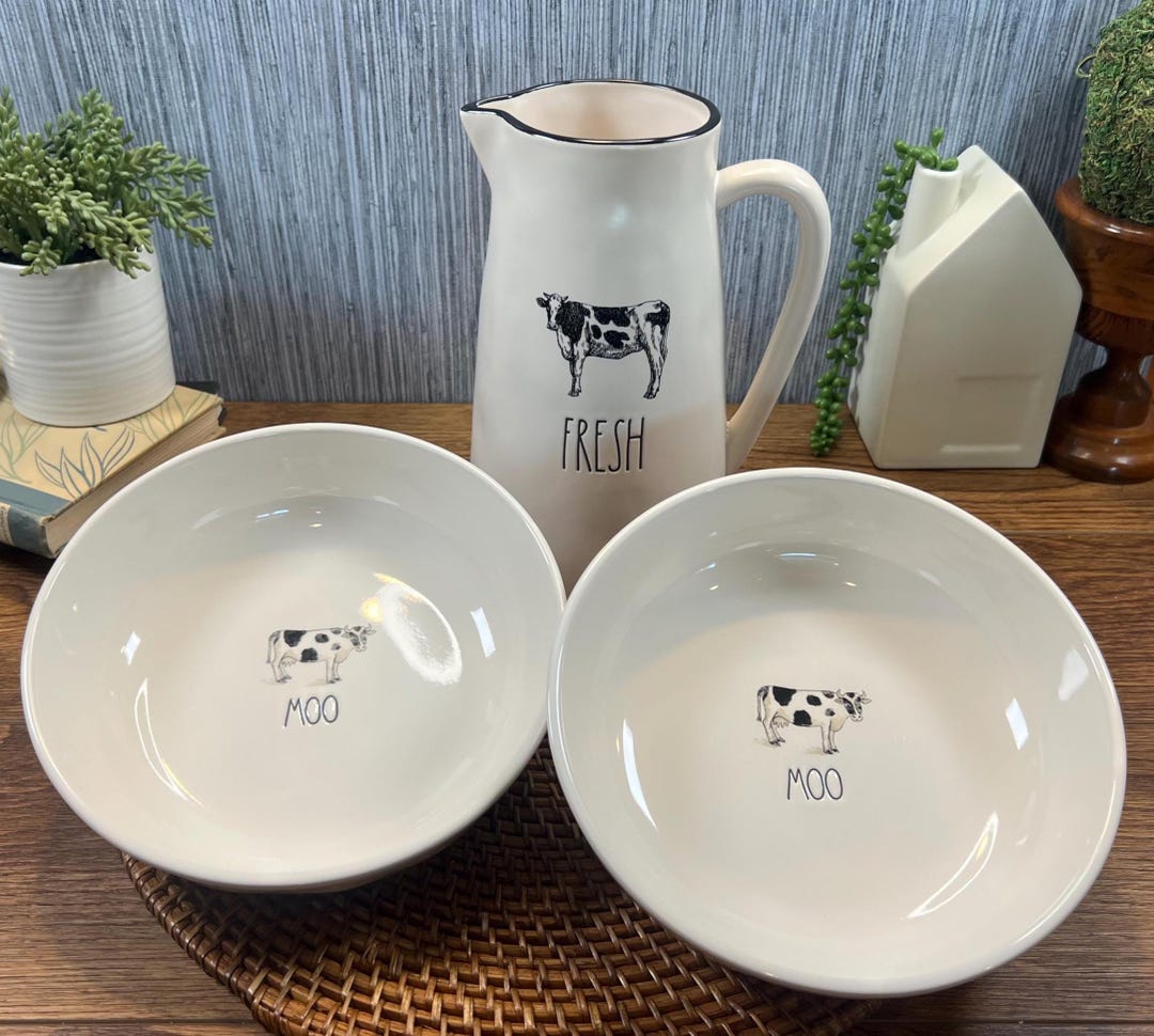 Rae Dunn Cow Pitcher and Bowls Set - Farmhouse Kitchen Decor - Etsy