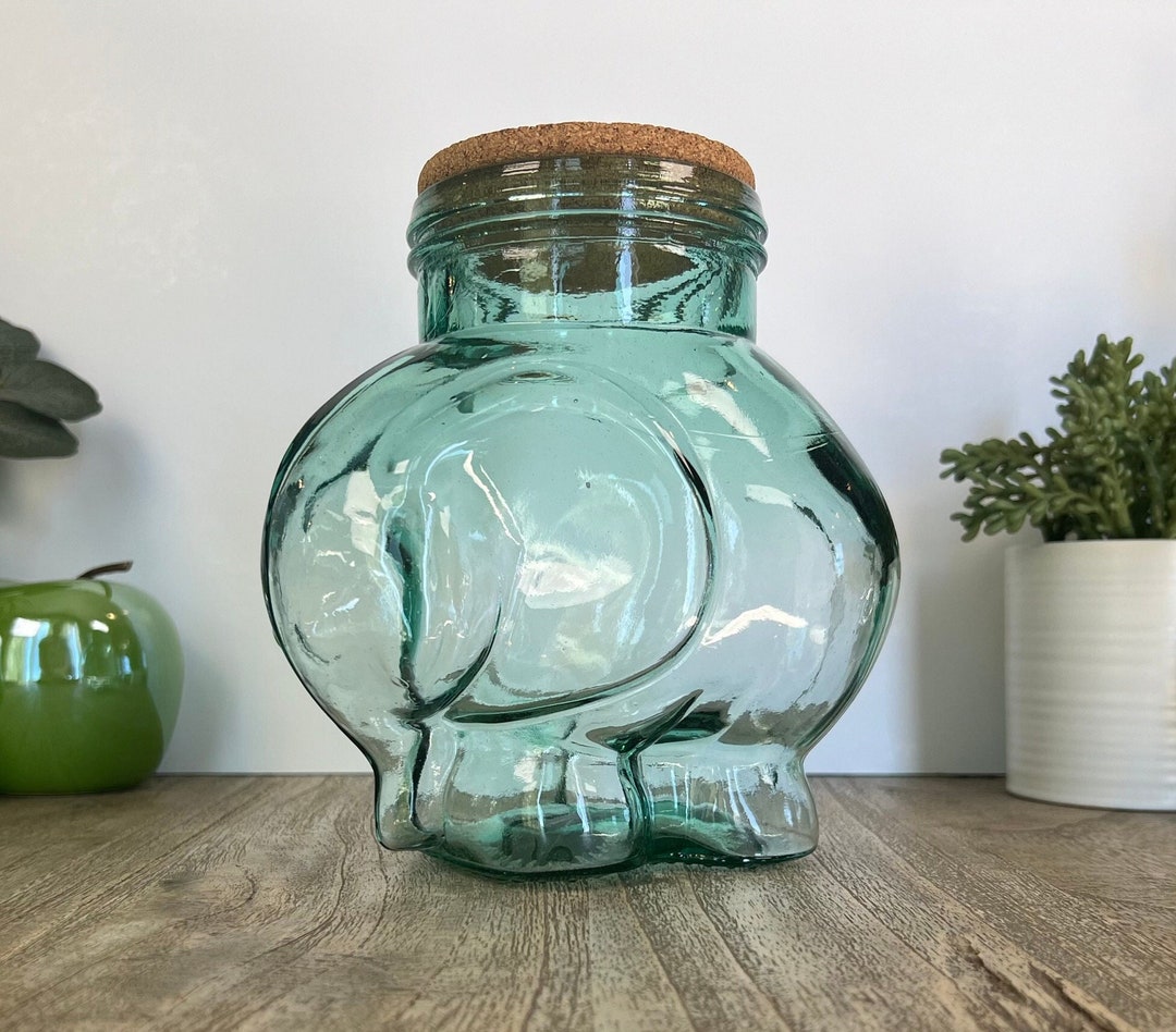 Vintage Glass Elephant Jar - Etsy
